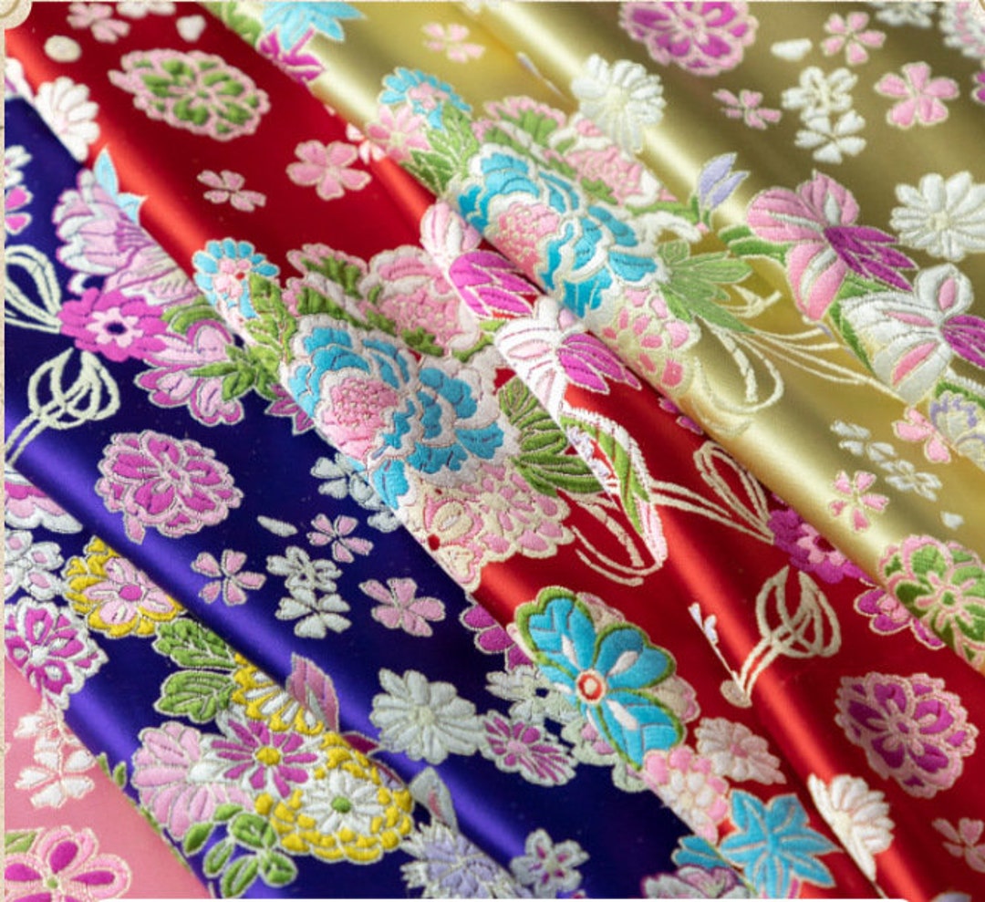 Japanese Nishijin Fabric, Sweet Hydrangea Pattern Jacquard Silk Brocade ...