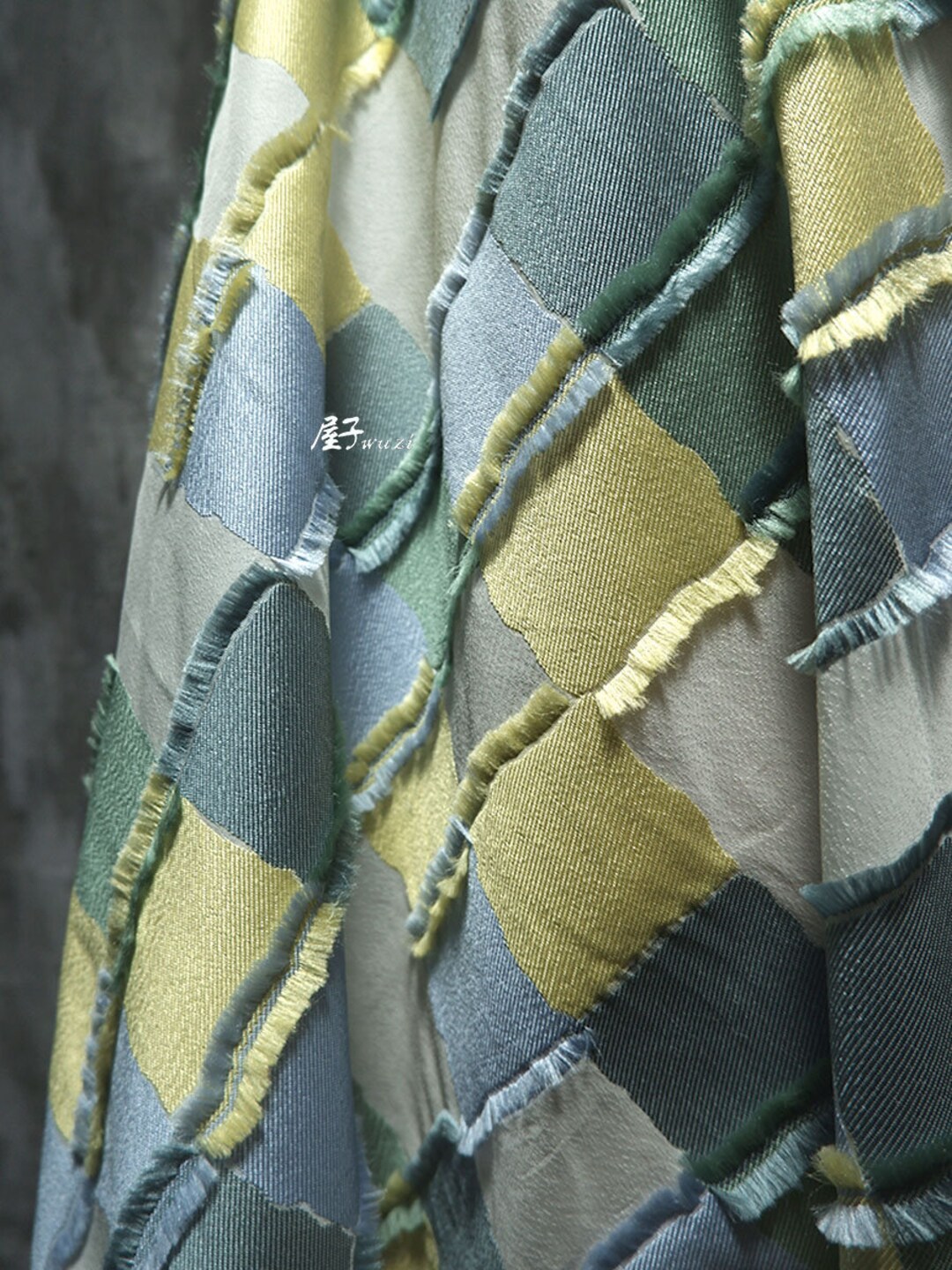 Plaid Patchwork Jacquard Fabric: Raw Edge Denim Style, 57" Wide - Etsy