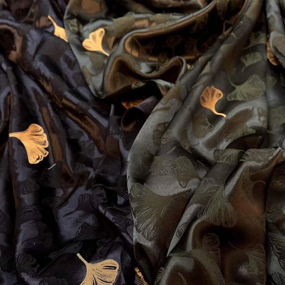 Two Sides 100% Rayon Jacquard Damask Fabric, 59“wide Ginkgo Biloba ...