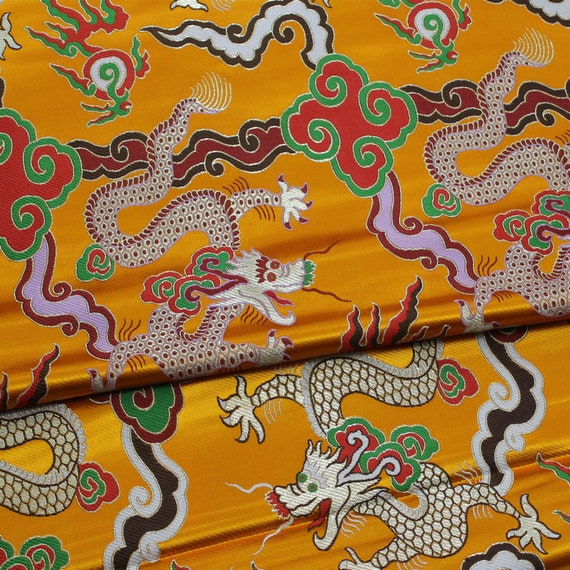 Gold Chinese Flying Dragon Emperor robe cheongsam Tibetan | Etsy