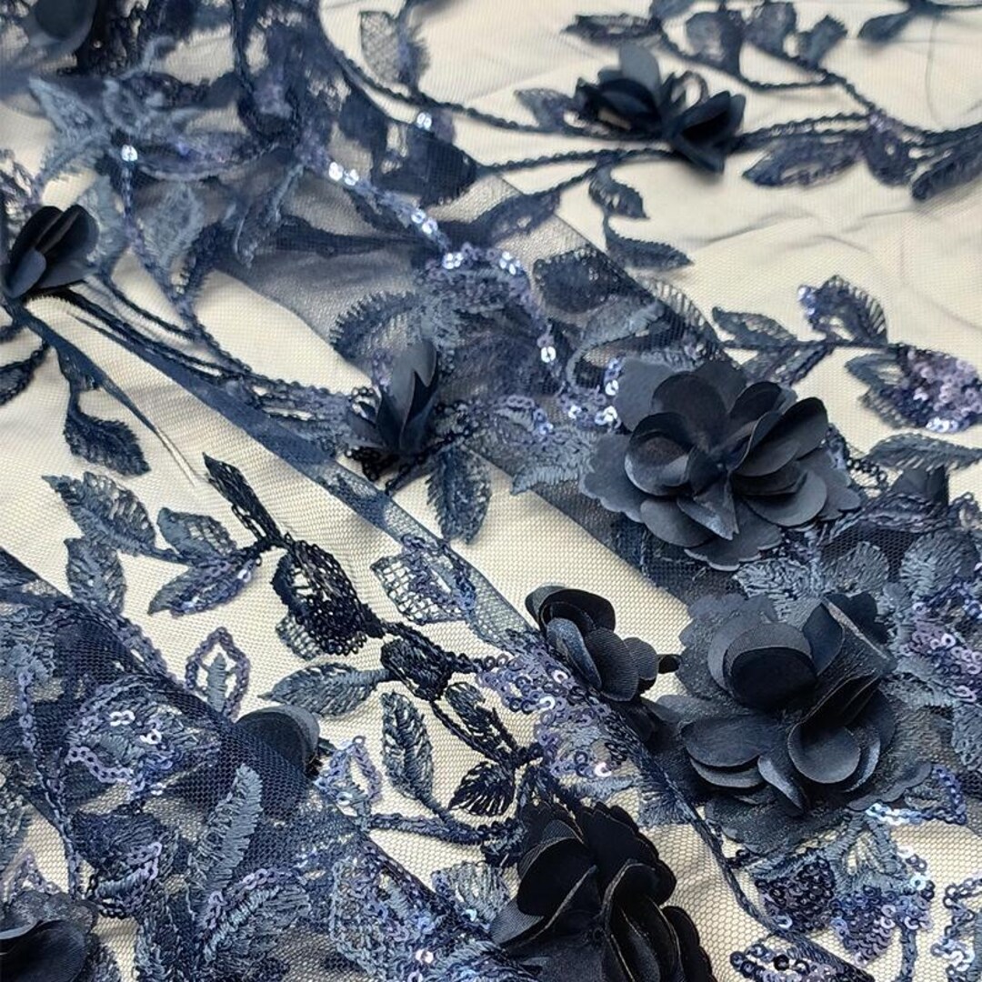 Foil Flower 3D Embroidery Mesh Fabric – Bridal Wedding Veil, by the ...