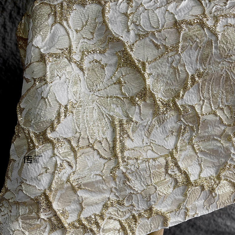 53w Gold Pattern Embossed Effects Jacquard Fabric 3D - Etsy