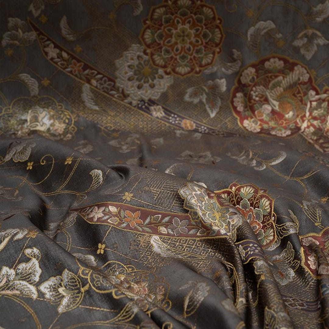Nishijin Ori Brocade Fabric: Phoenix Flowers, Japanese Style (59"w ...