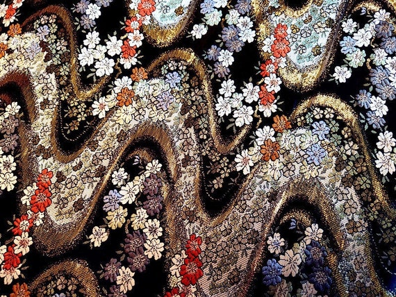 Nishijin Japanese Fabric Modern Japanese Floral Jacquard Silk - Etsy