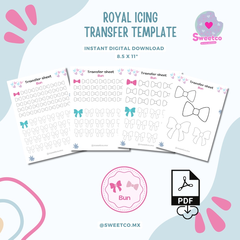 RIBBON Royal Icing Transfer Sheets,set of 7 Printable Sheets,digital ...