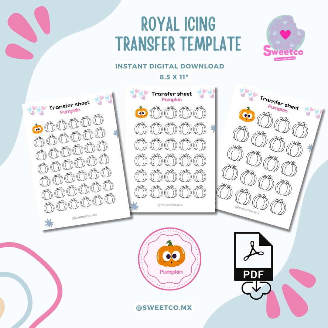 PUMPKIN Royal Icing Transfer Sheets, Printable Sheet Set, Digital ...