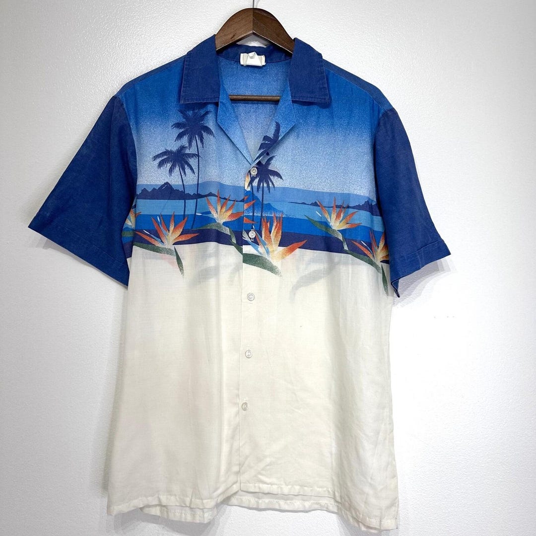 Vintage Olo Manu Hawaiian Bird of Paradise Beach Short Sleeve Top M - Etsy