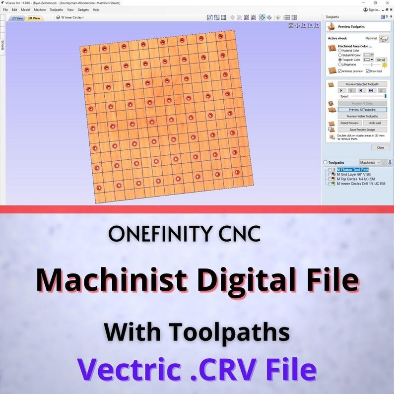Onefinity CNC Spoilboard Foreman/journeyman/woodworker/machinist Vectric Digital File ...