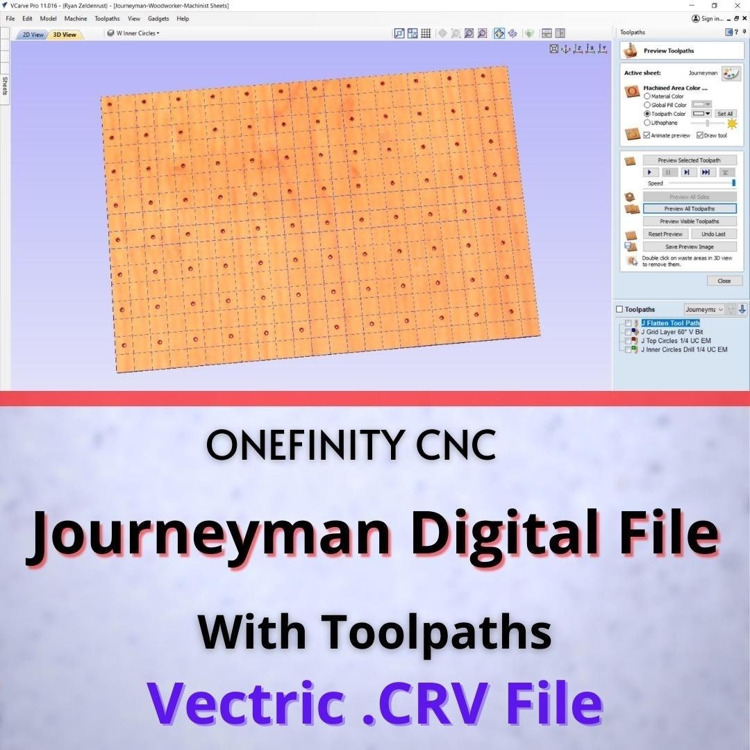 Onefinity CNC Spoilboard Foreman/journeyman/woodworker/machinist Vectric Digital File ...