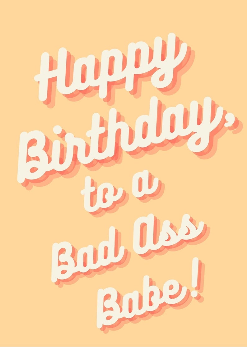 Bad Ass Babe Birthday Card Template - Etsy