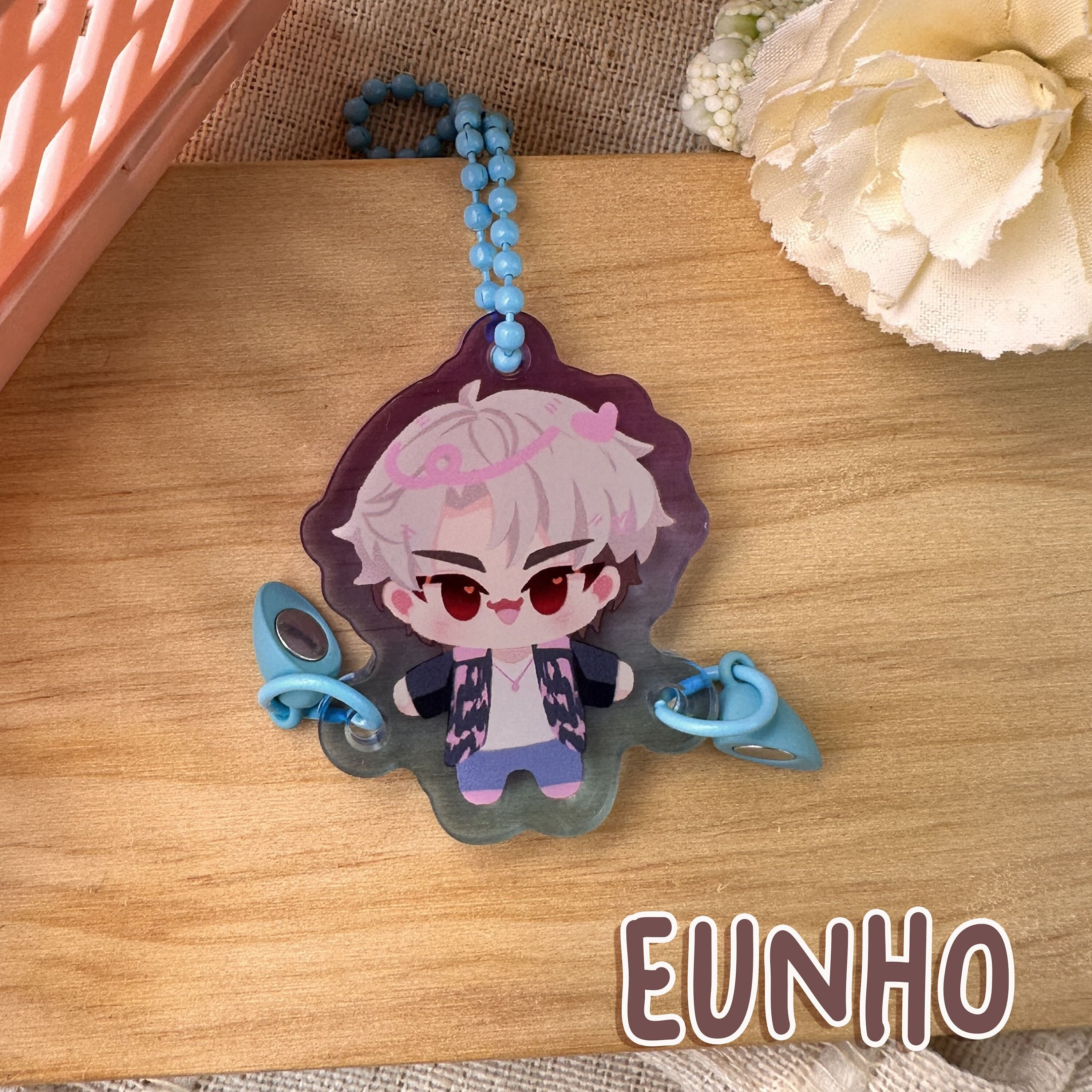 Chibi Plave Acrylic Keychain Charms With Cute Magnetic Linking Hearts ...