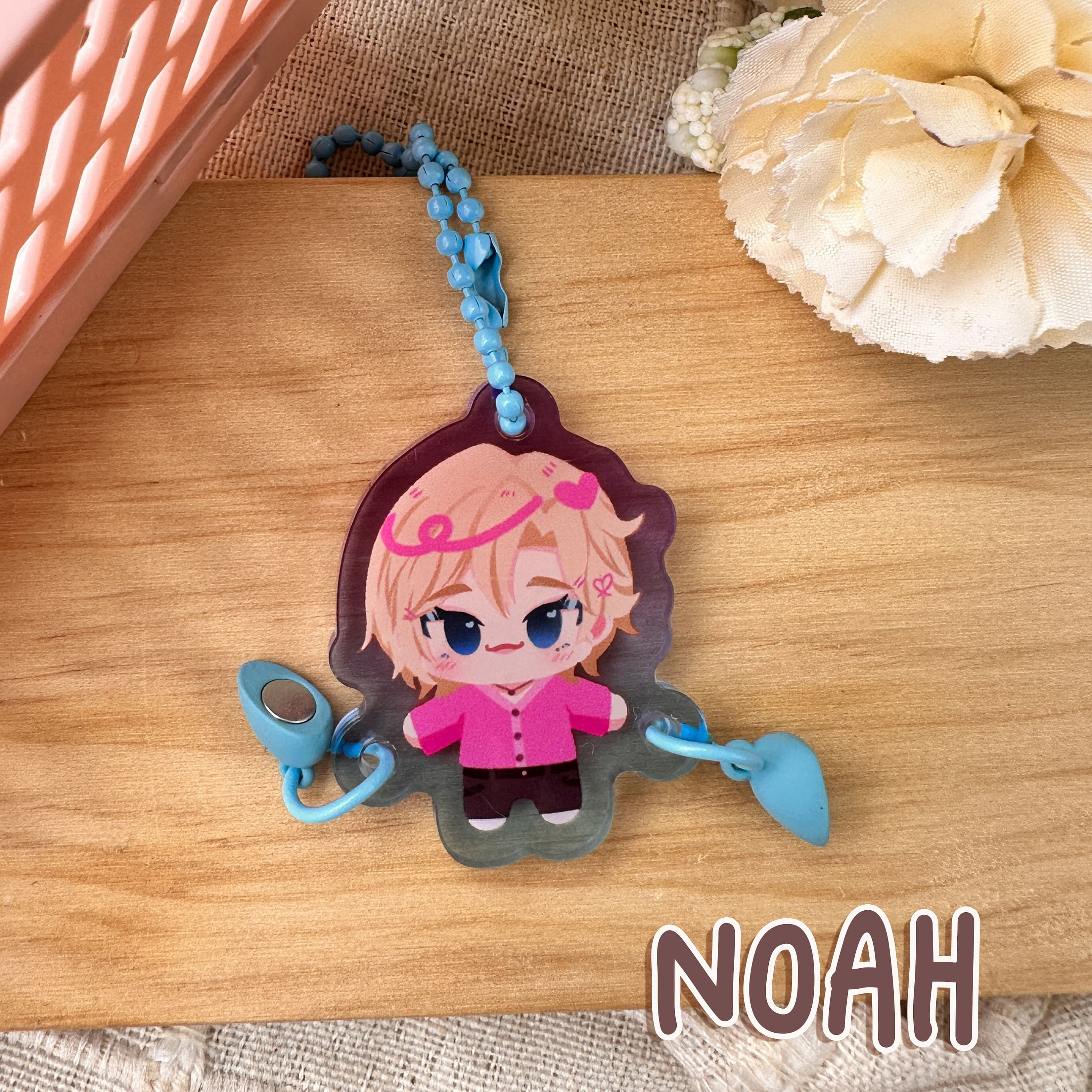 Chibi Plave Acrylic Keychain Charms With Cute Magnetic Linking Hearts ...
