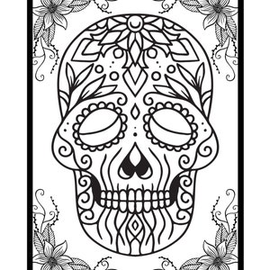Adult Coloring Page - Dia De Los Muertos - Sugar Skull Coloring Page ...