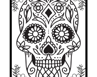 Dia De Los Muertos Skull Coloring Page Sugar Skull Coloring - Etsy