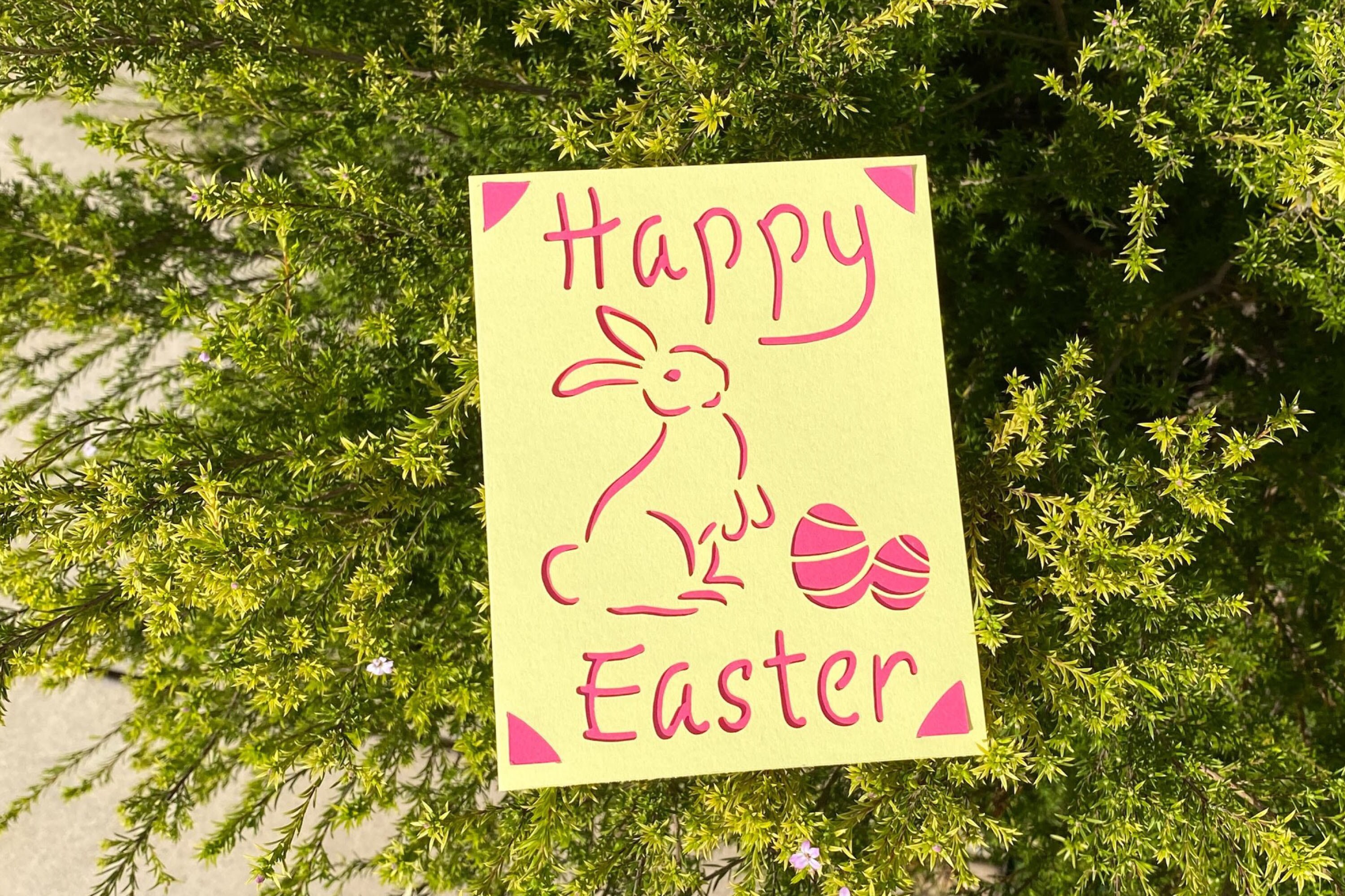 Happy Easter Insert Cutting Card, SVG Template File With Bunny and Eggs ...