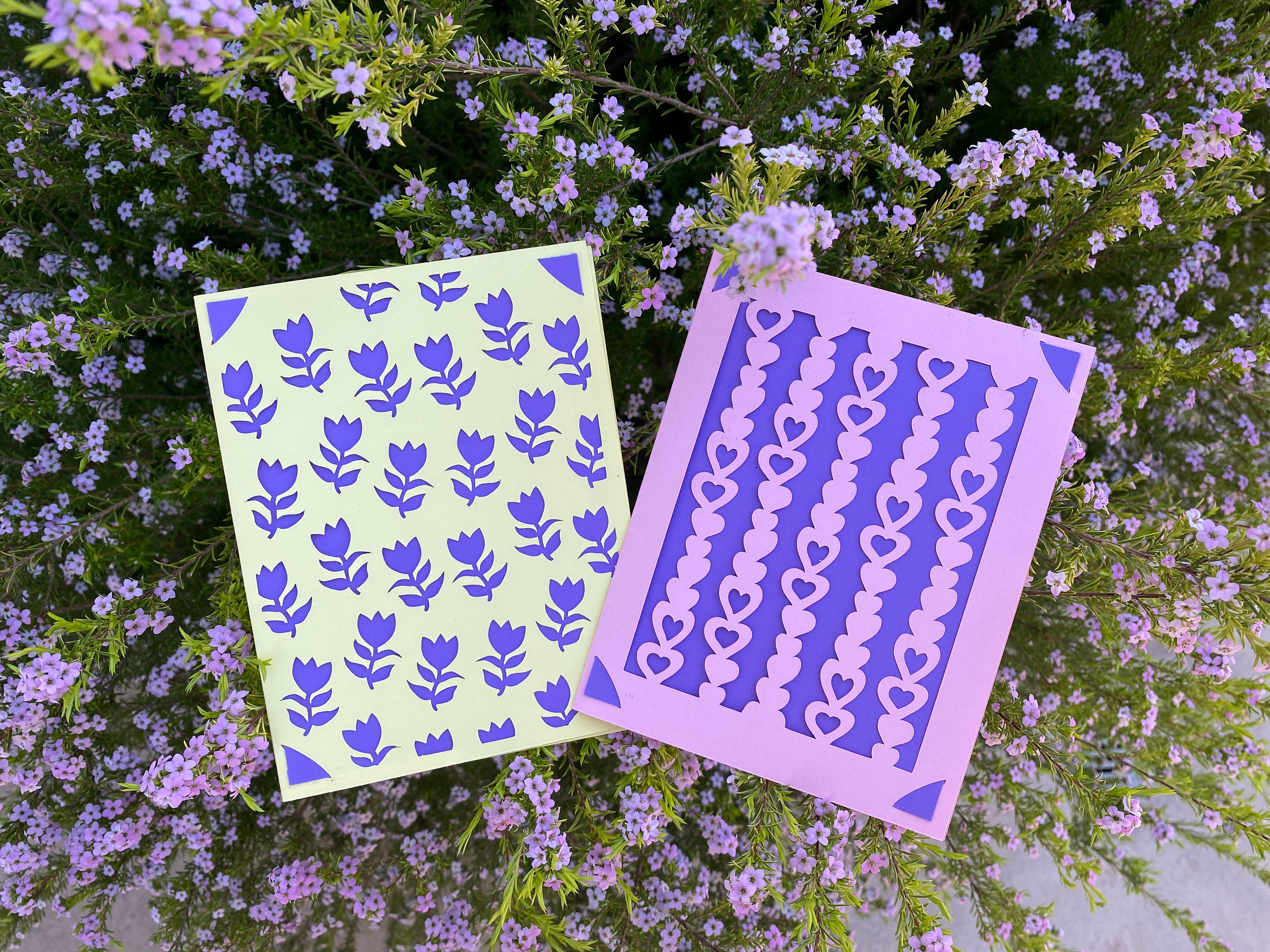 Cards SVG Template Cut File With Flowers Tulips and Hearts for - Etsy