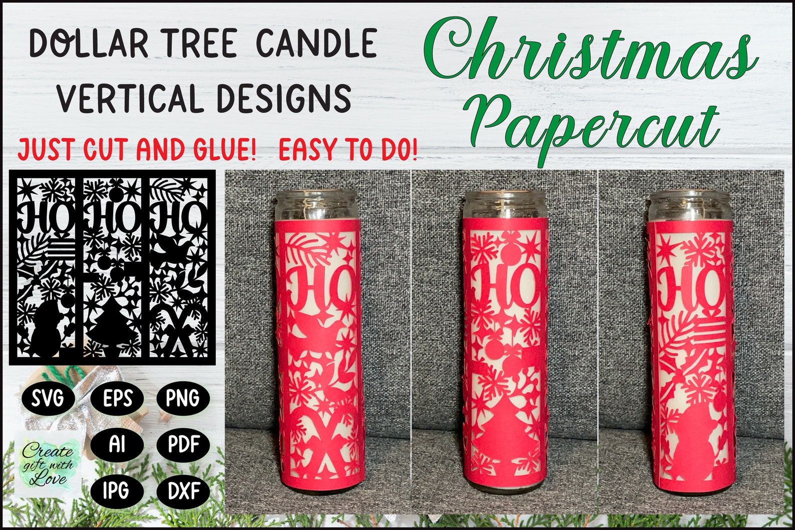 Dollar Tree Christmas Candles SVG Papercut Christmas Candle - Etsy