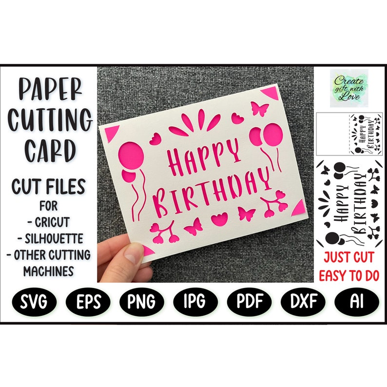Happy Birthday Card Svg File For Cricut Joy Maker And Explore Air