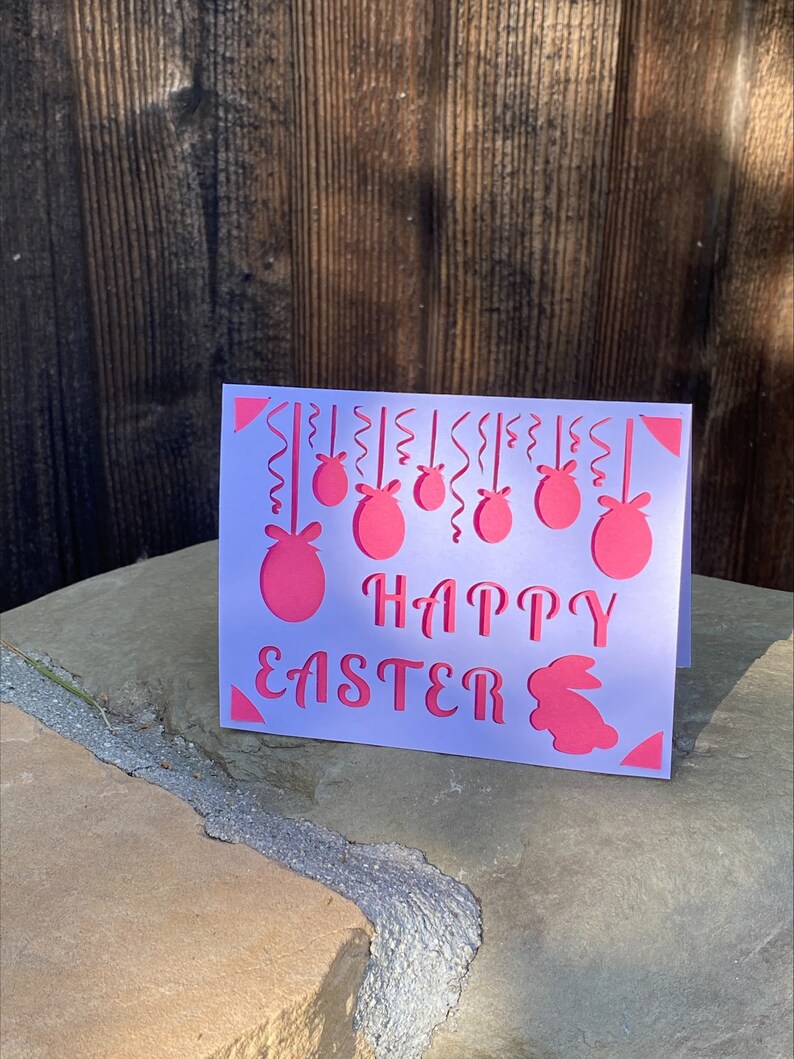 Happy Easter Insert Cutting Card, SVG Template File With Bunny and Eggs ...