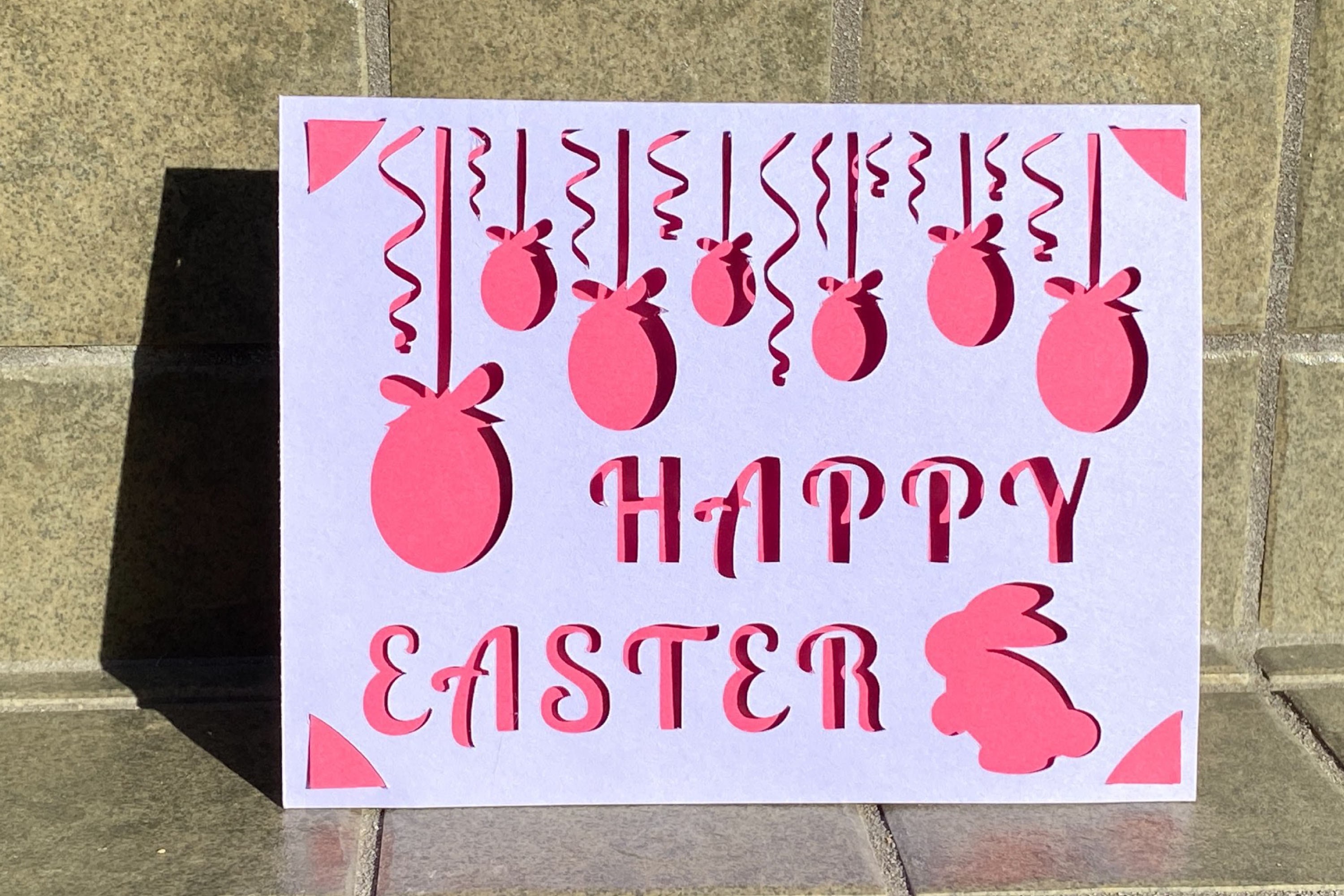 Happy Easter Insert Cutting Card, SVG Template File With Bunny and Eggs ...