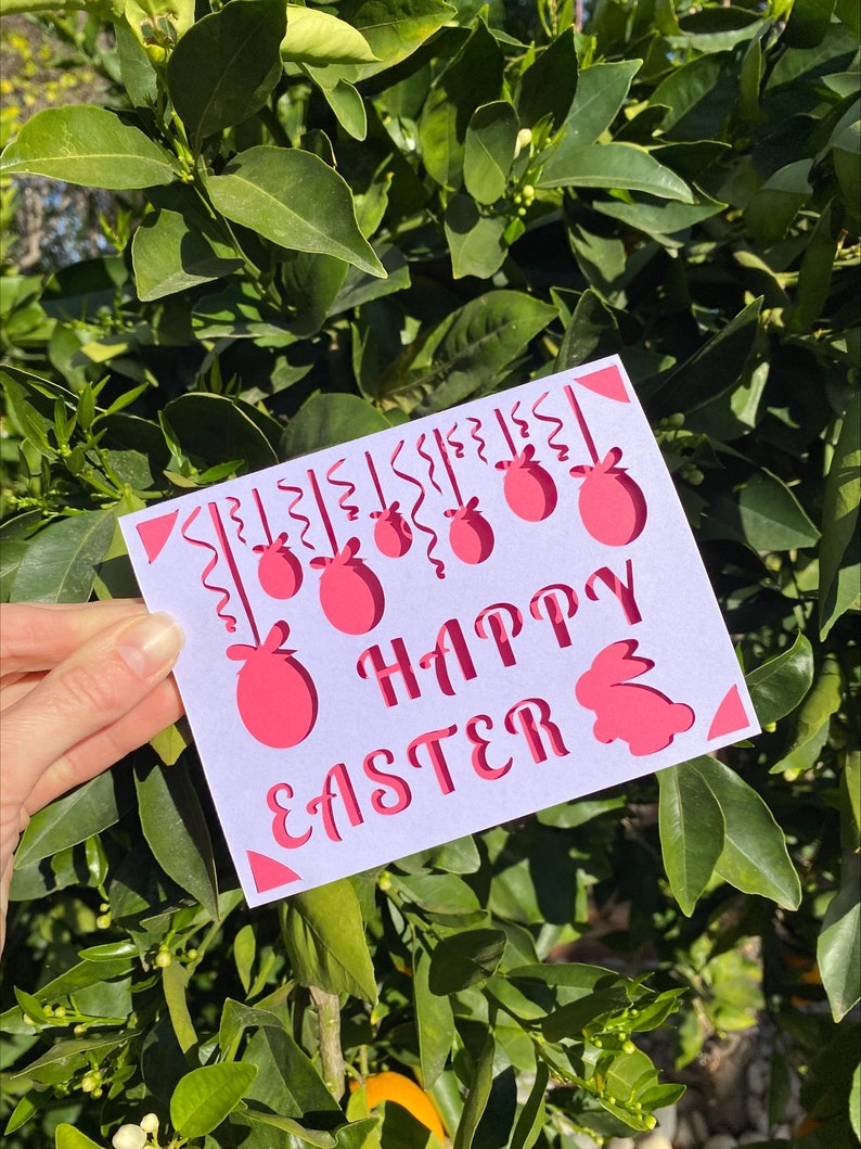 Happy Easter Insert Cutting Card, SVG Template File With Bunny and Eggs ...
