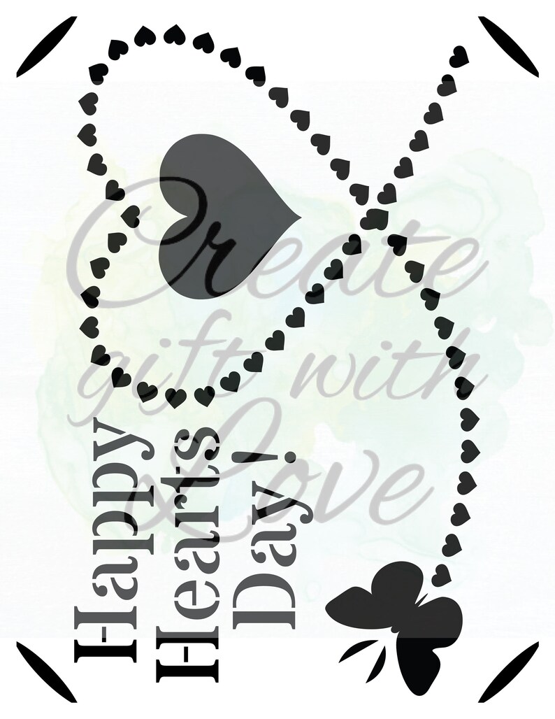 Happy Hearts Day Card With Love, SVG Template Cut File With Hearts for ...