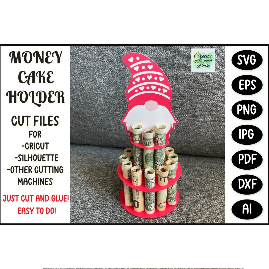 Money Cake Holder Gnome. Christmas Gift SVG. Works With Cricut Joy ...