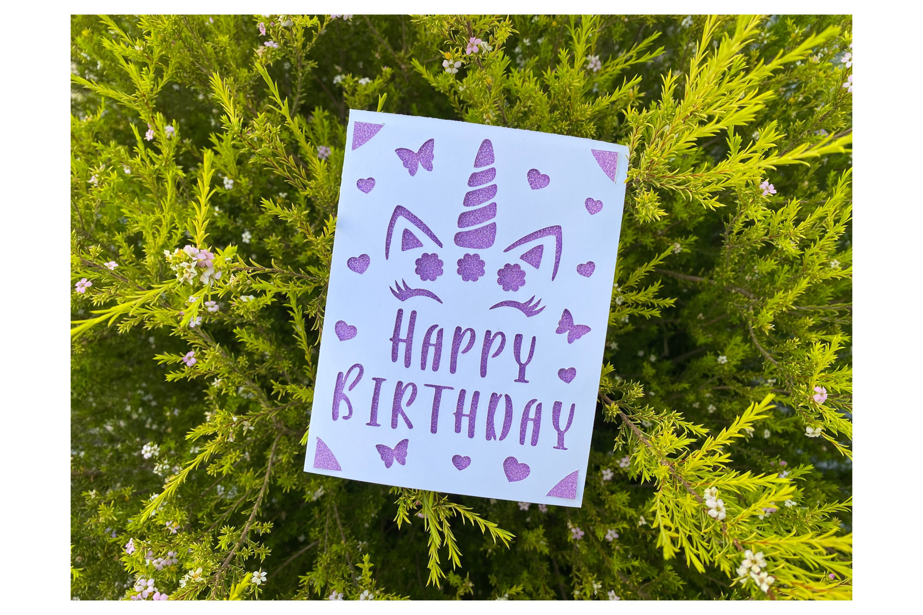 Happy Birthday Insert Cutting Card SVG File With Unicorn - Etsy