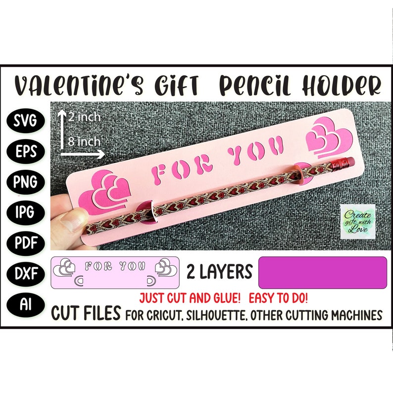 Pencil Holder Valentine Card. Classroom Swapping Cards. Valentine SVG ...