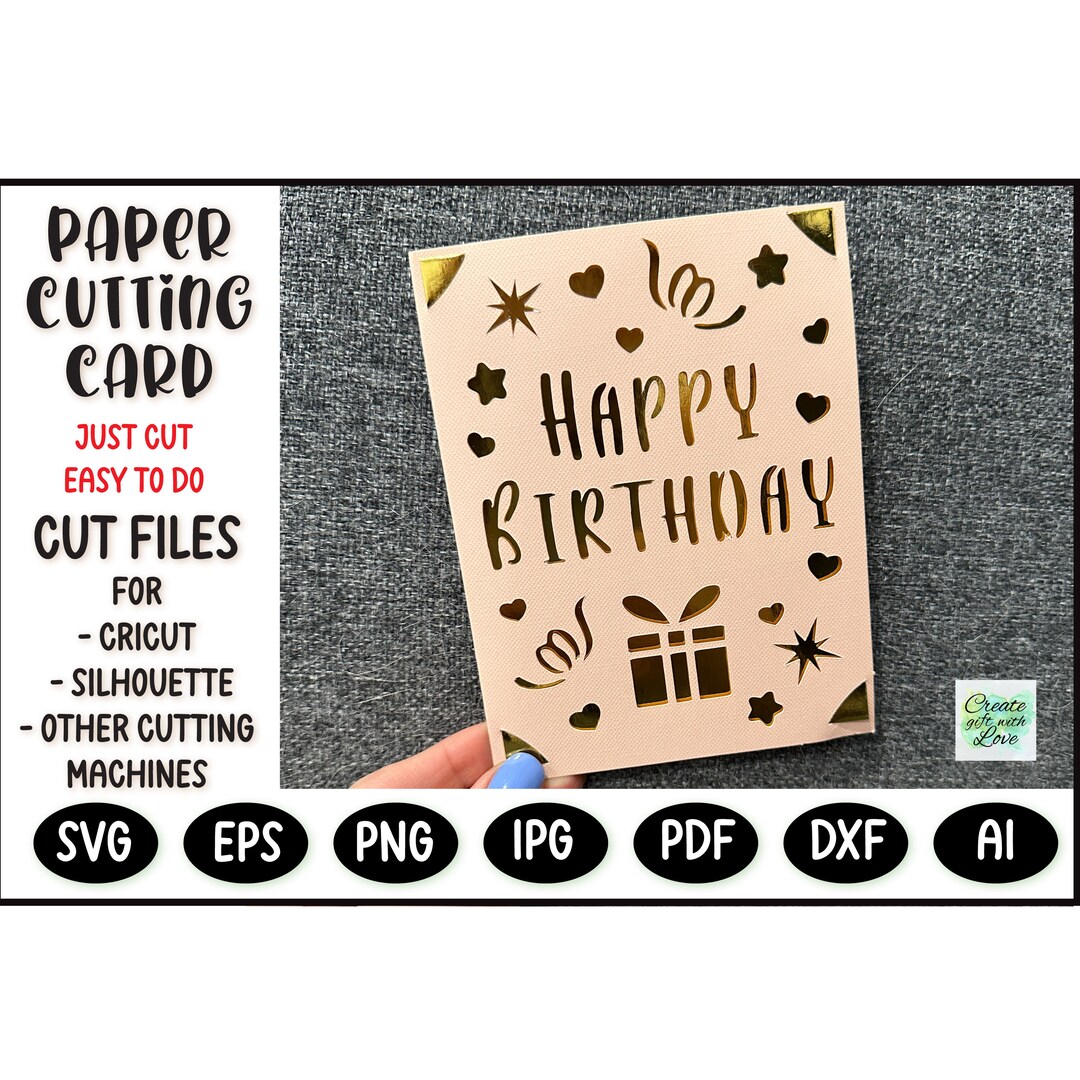 Happy Birthday Card SVG File for Cricut Joy, Maker and Explore Air ...