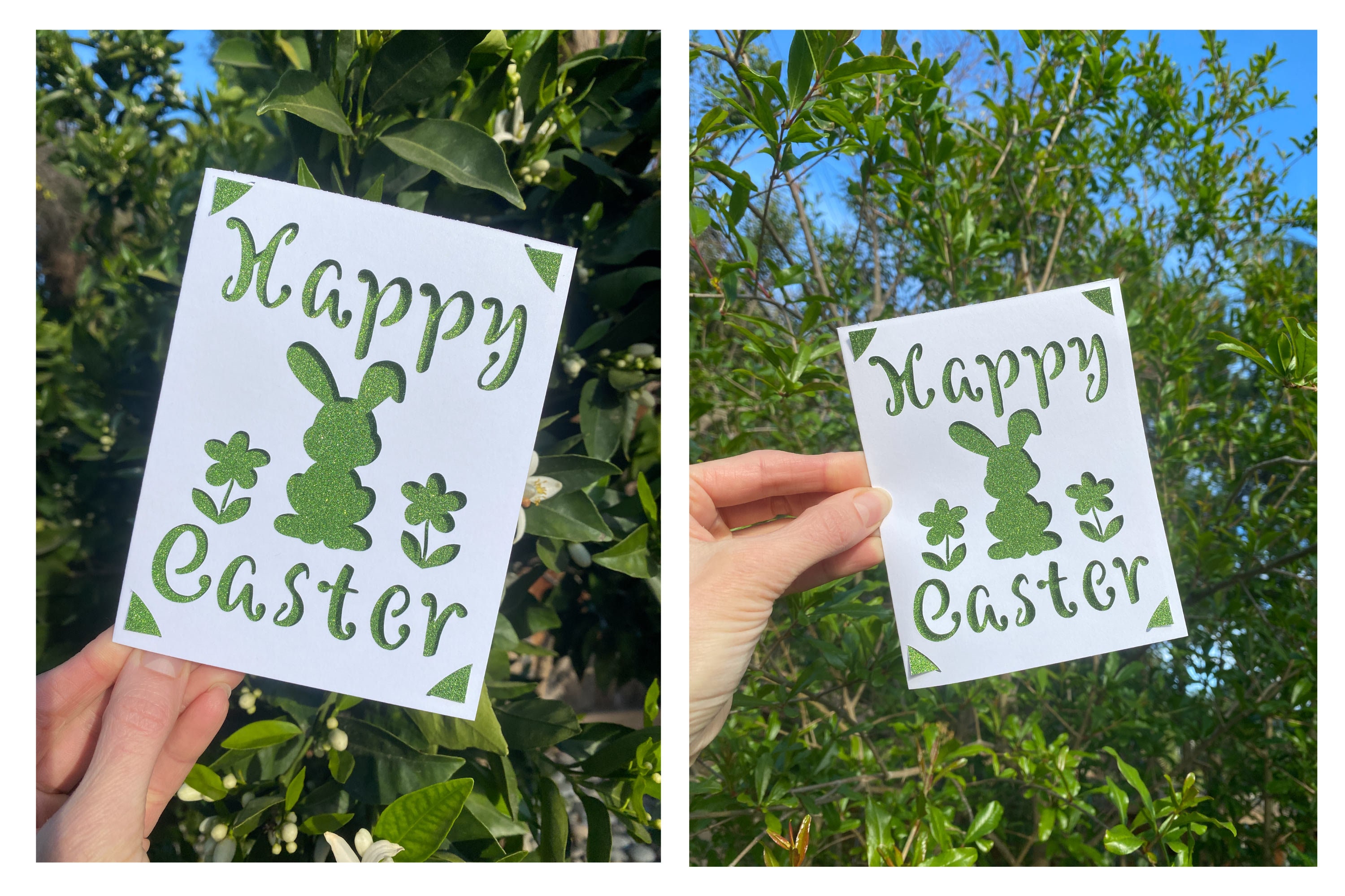 Happy Easter Insert Cutting Card, SVG Template File With Bunny and Eggs ...
