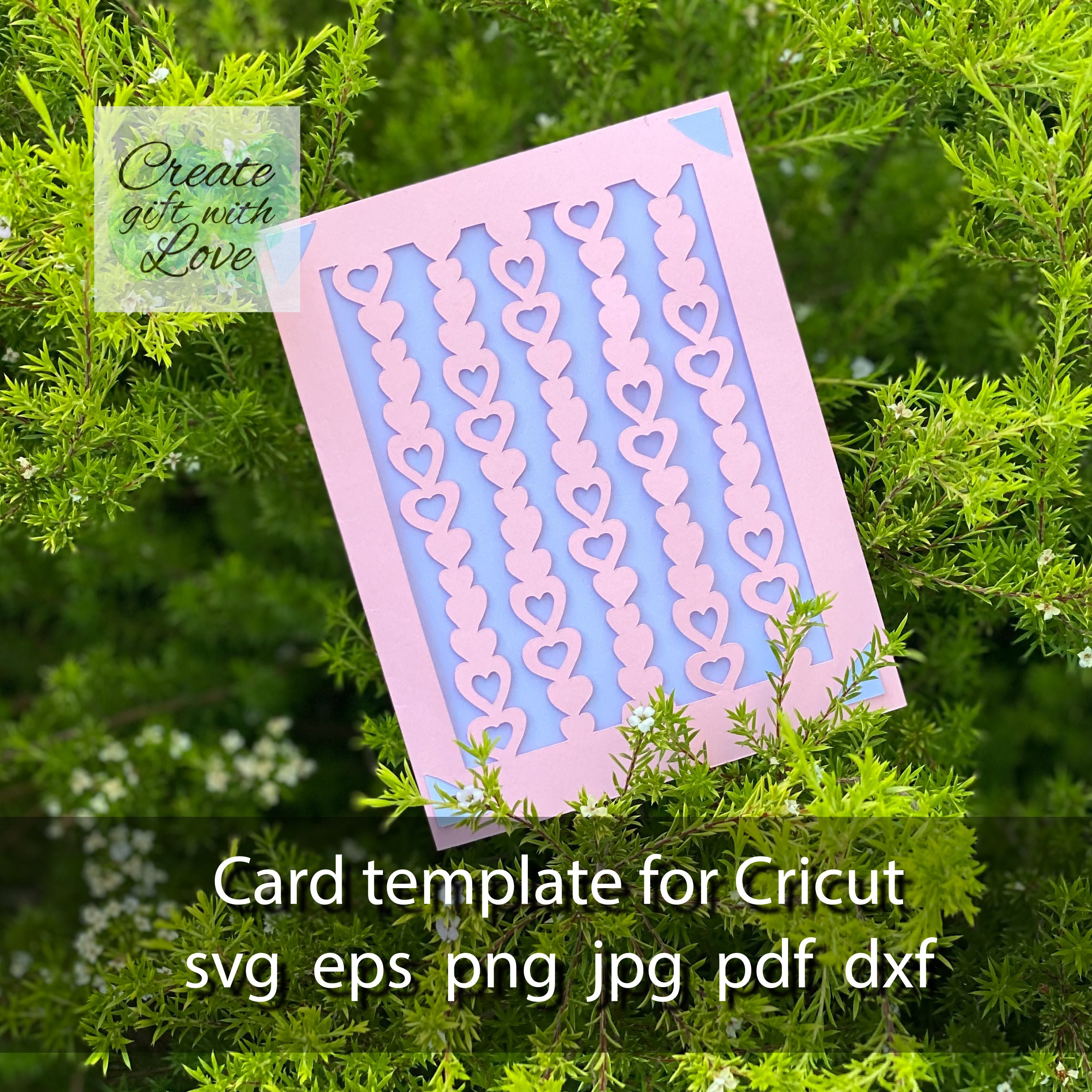 Card SVG Template Cut File With Hearts for Cricut Joy, Maker, Explore ...