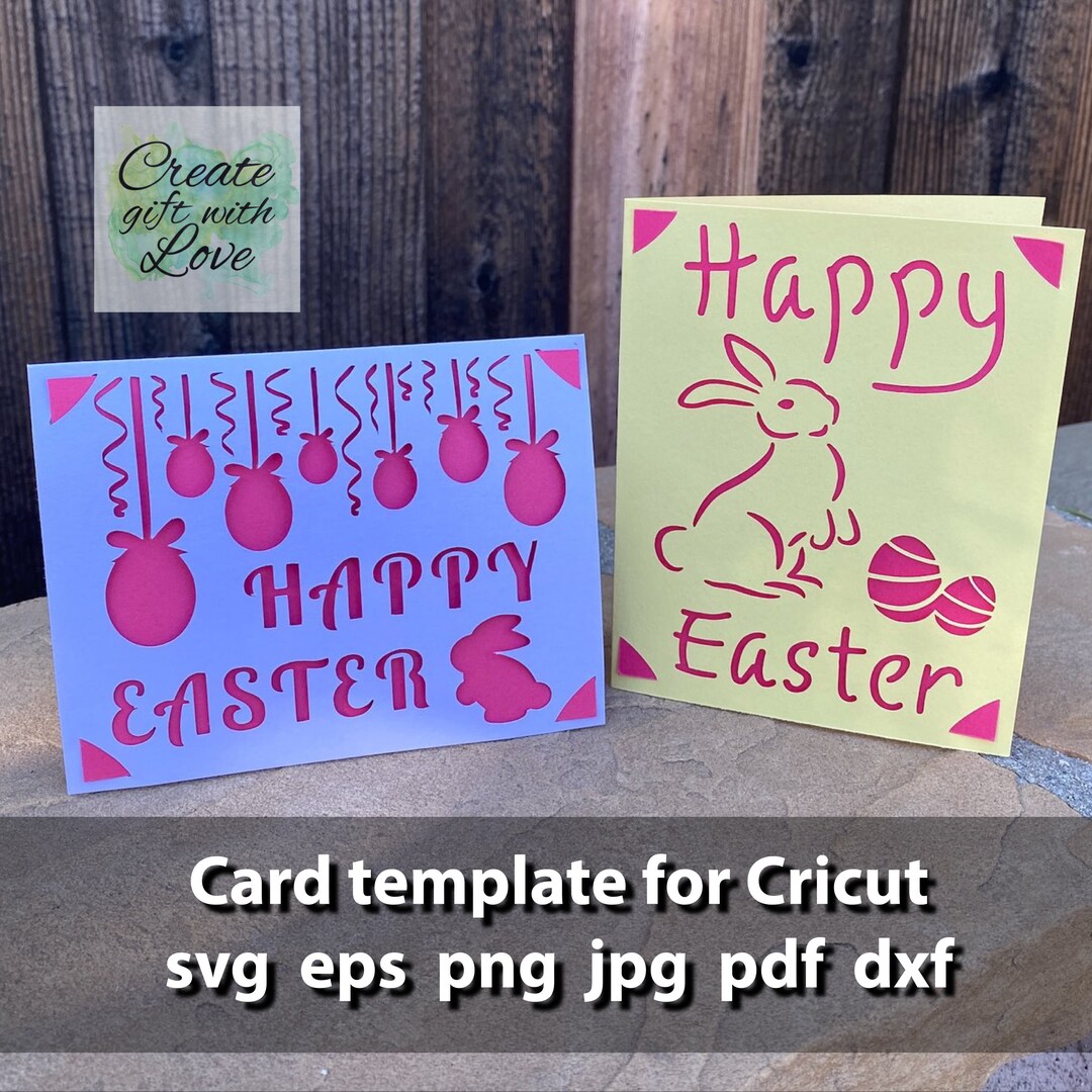 Happy Easter Insert Cutting Cards, SVG Template File With Bunny and ...