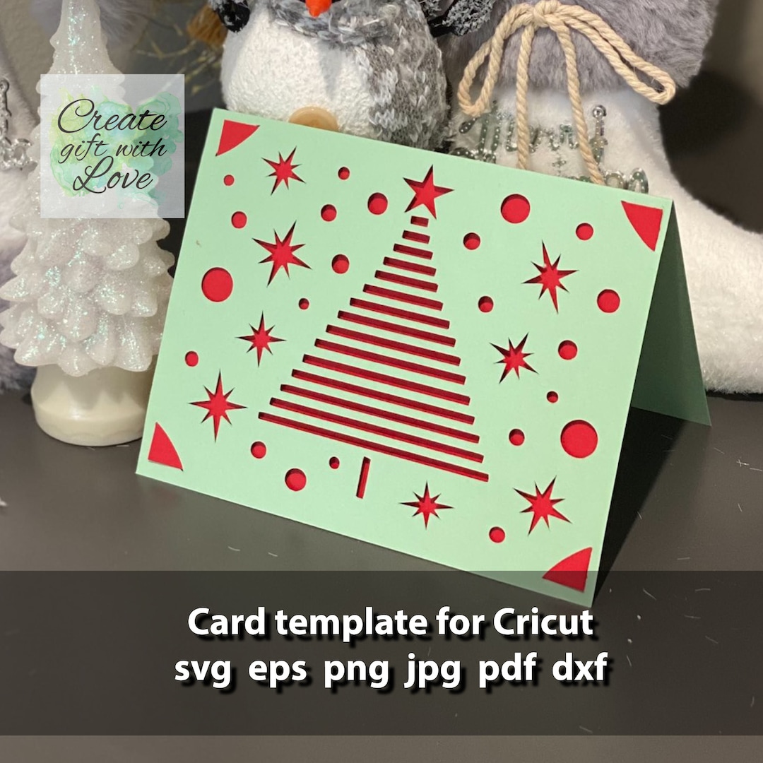 Christmas Tree Card SVG Template Cut File, Greeting Card for Cricut Joy ...