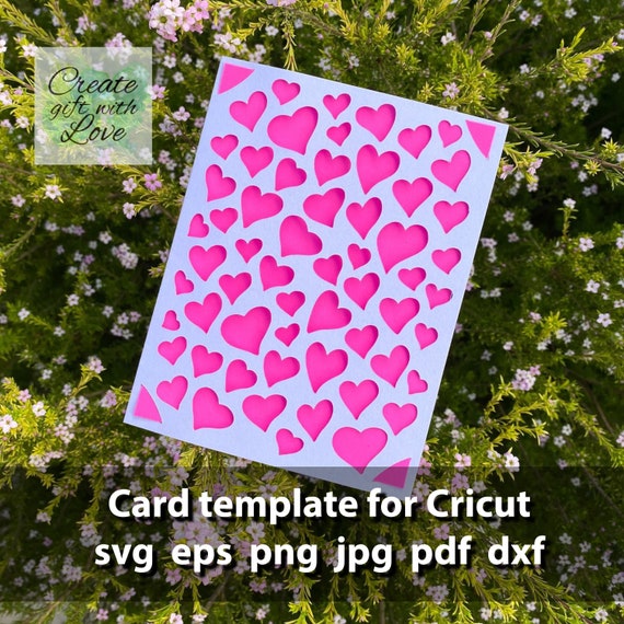 Card SVG Template Cut File With Hearts for Cricut Joy Maker | Etsy