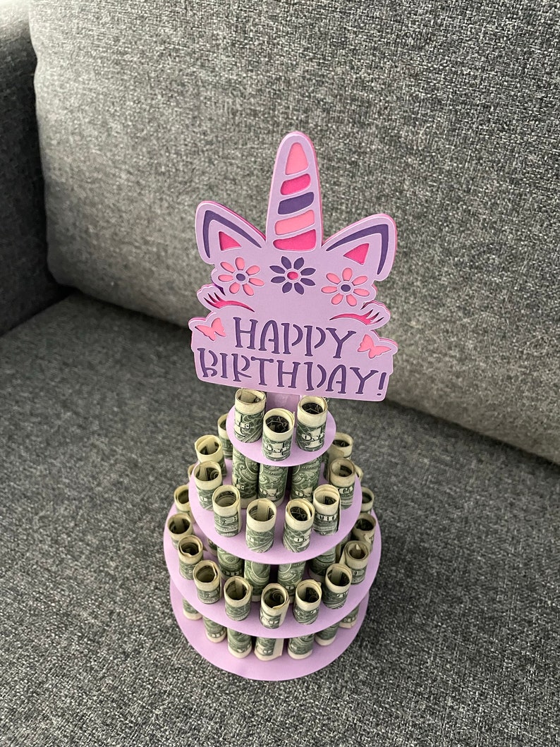 Birthday Money Cake SVG. Cardstock Money Holder. SVG Template Cut File ...