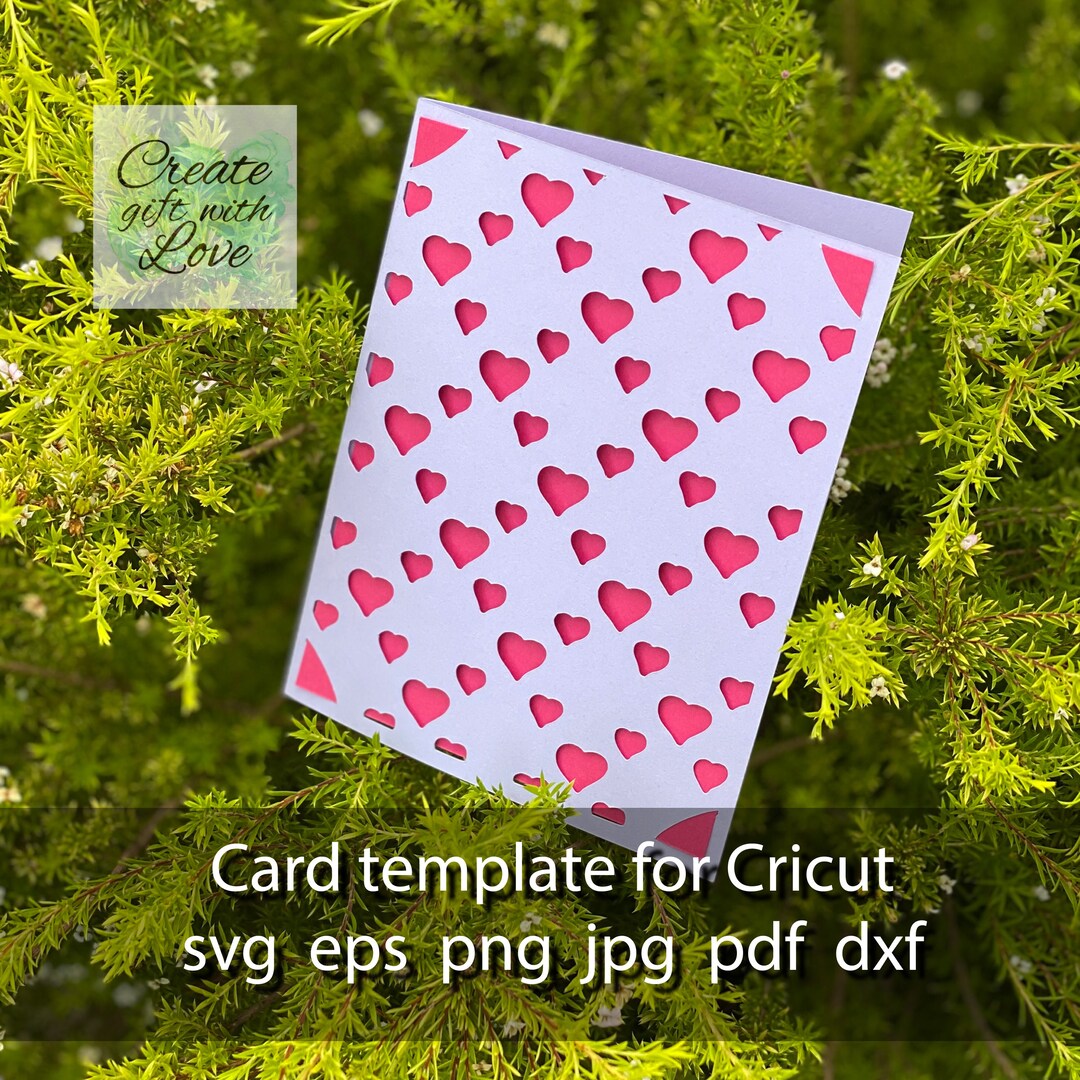 Card SVG Template Cut File With Hearts for Cricut Joy. Instant Download ...