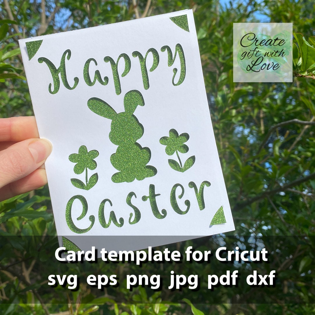 Happy Easter Insert Cutting Card, SVG Template File With Bunny and Eggs ...