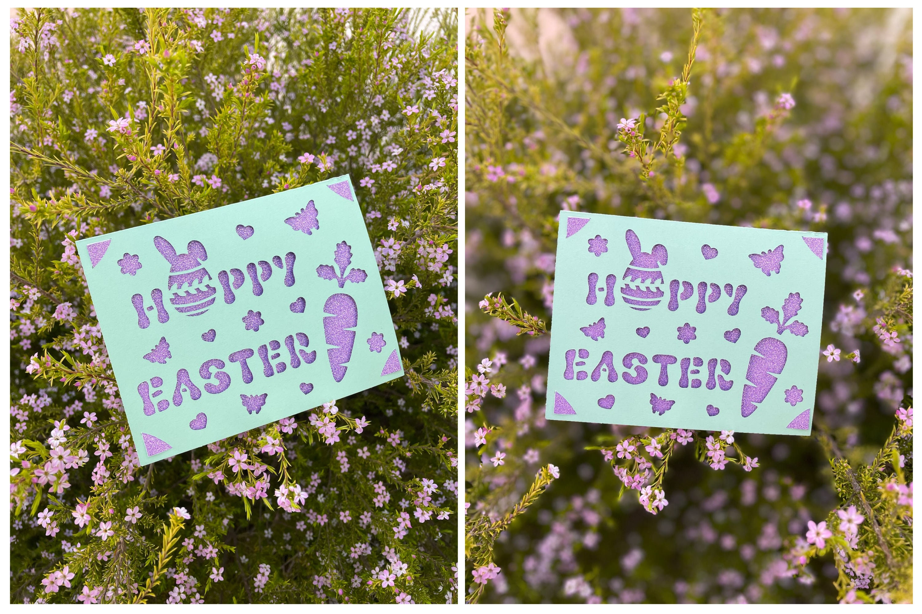 Happy Easter Insert Cutting Card, SVG Template File With Bunny and Eggs ...
