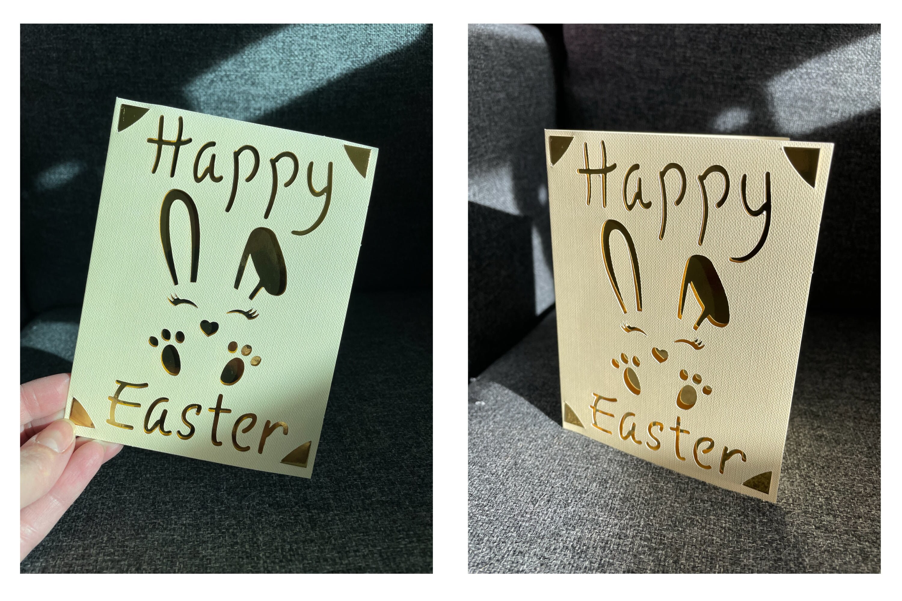 Happy Easter Insert Cutting Card, SVG Template File With Bunny and Eggs ...