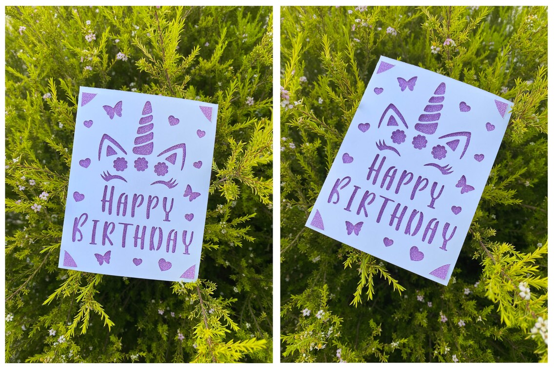 Happy Birthday Insert Cutting Card SVG File With Unicorn - Etsy