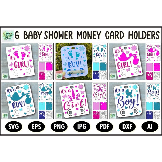 Money Card Holder SVG. 6 Pc. Baby Shower Gift SVG Template - Etsy