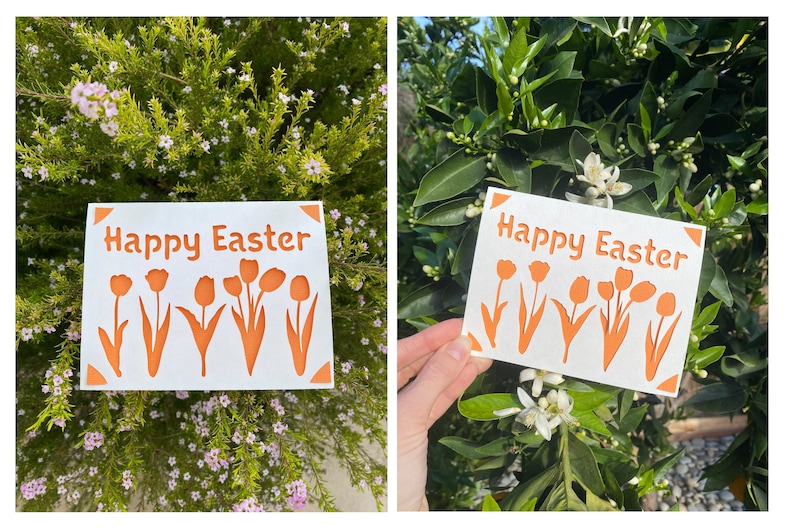 Happy Easter Insert Cutting Card SVG Template File With - Etsy