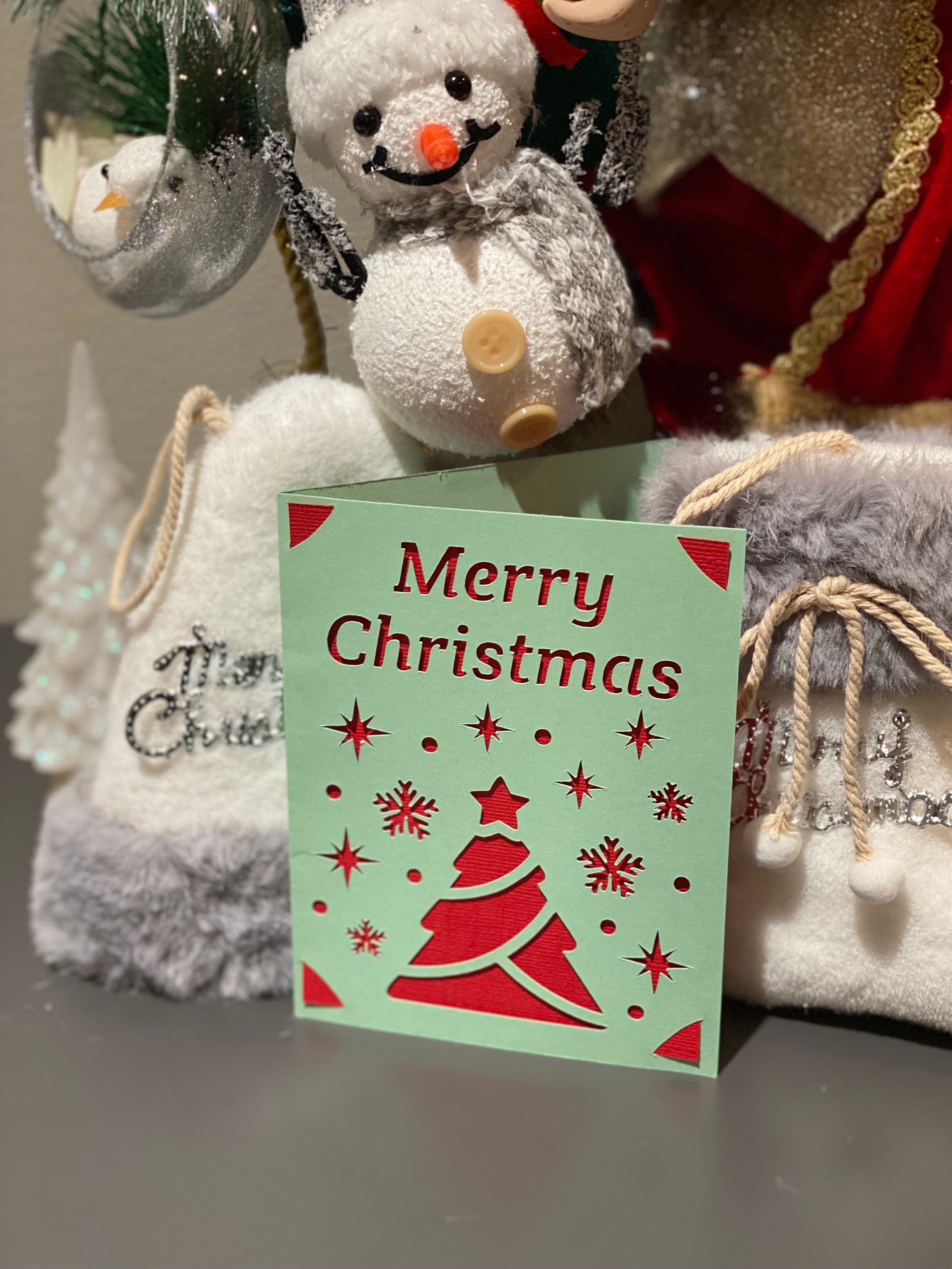 Merry Christmas Tree Card SVG Template Cut File Greeting Card - Etsy