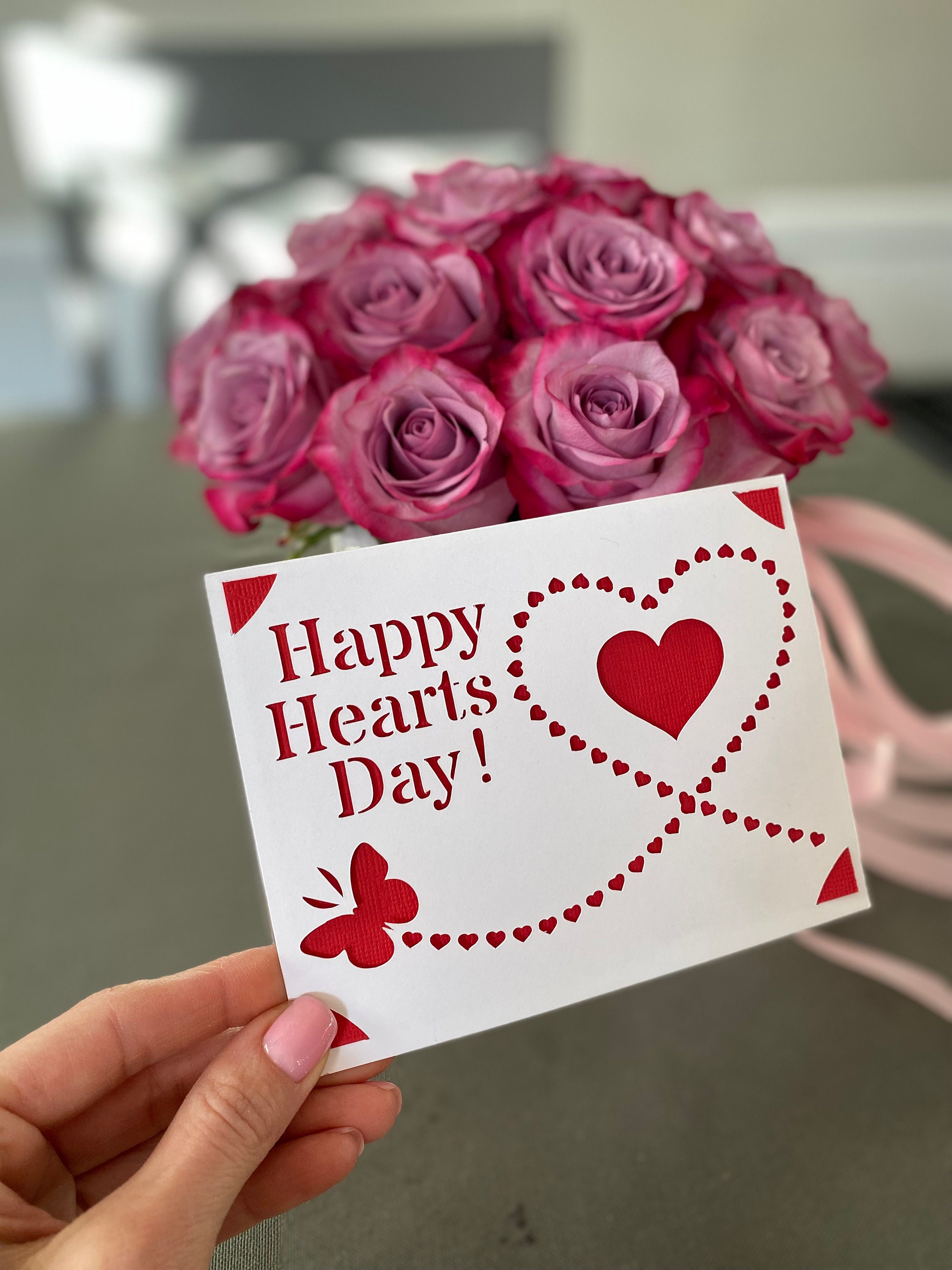 Happy Hearts Day Card With Love SVG Template Cut File With - Etsy UK