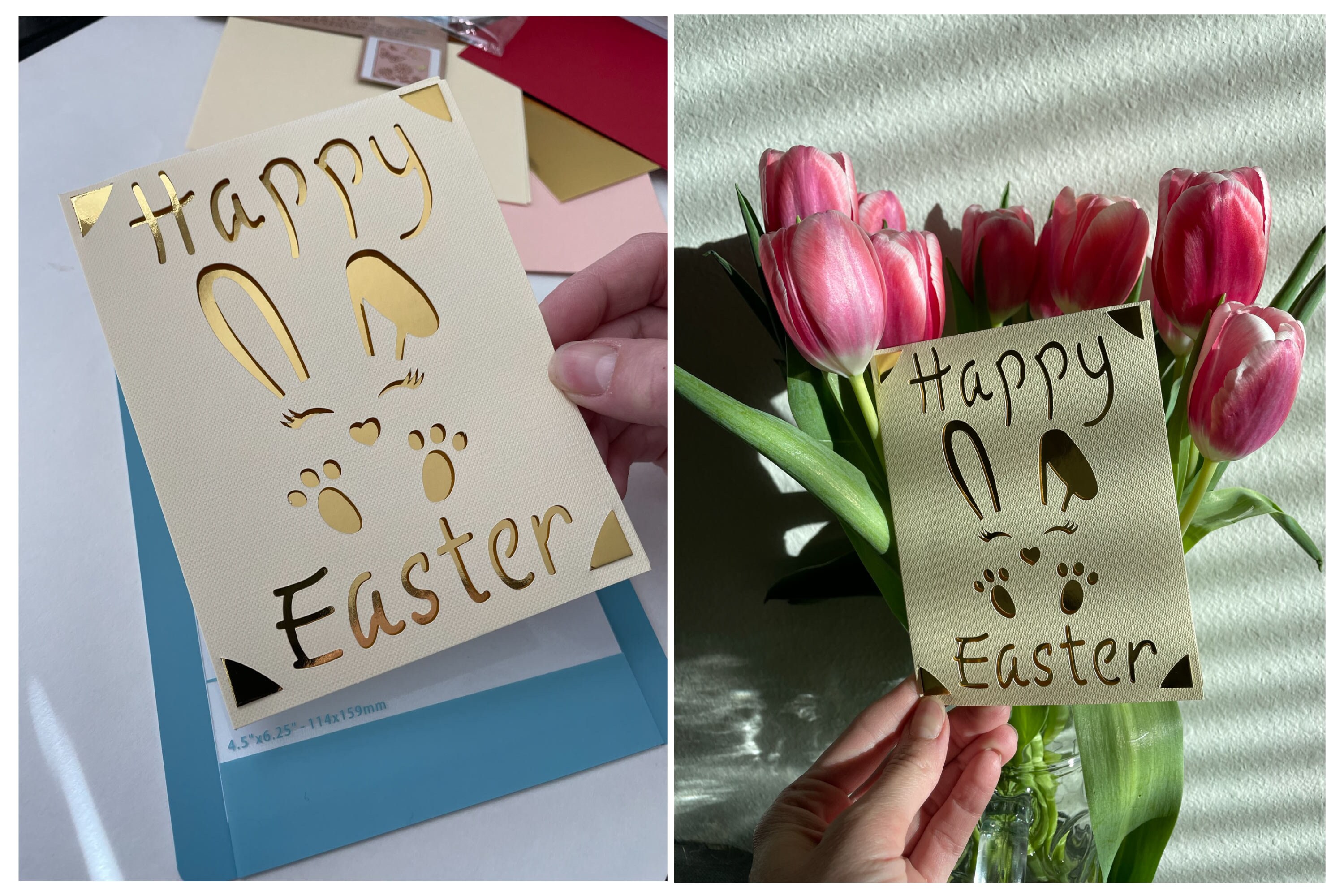 Happy Easter Insert Cutting Card, SVG Template File With Bunny and Eggs ...