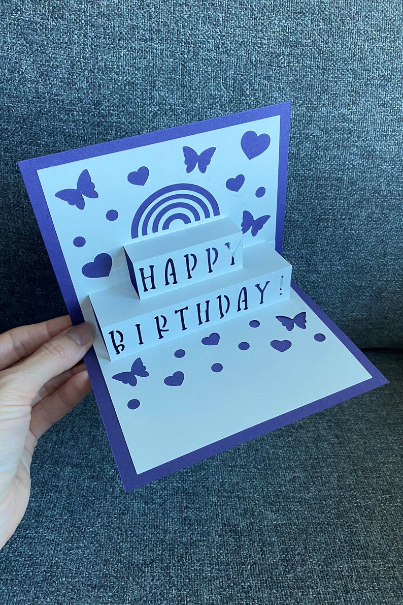 DIY Pop-up Happy Birthday Card. Silhouette. Card Template - Etsy