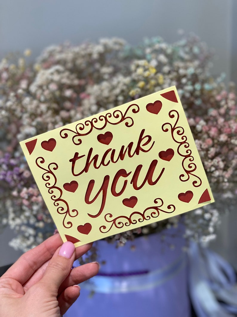 Thank You Card Svg File For Cricut Joy Silhouette And Pdf Etsy Australia