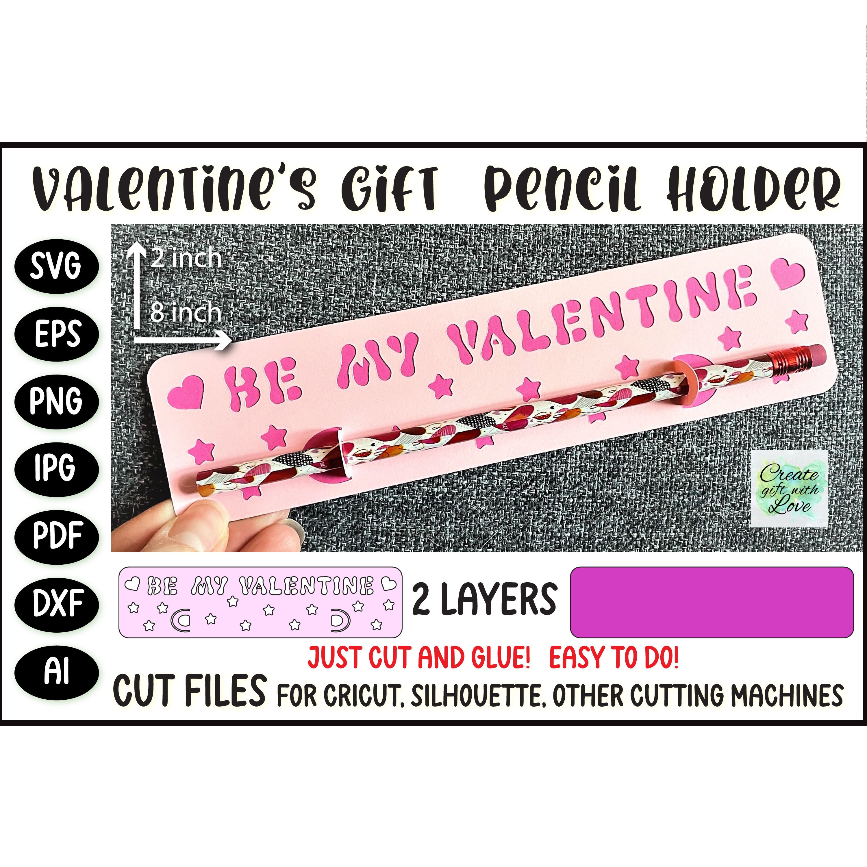 Pencil Holder Valentine Card. Classroom Swapping Cards. Valentine SVG ...