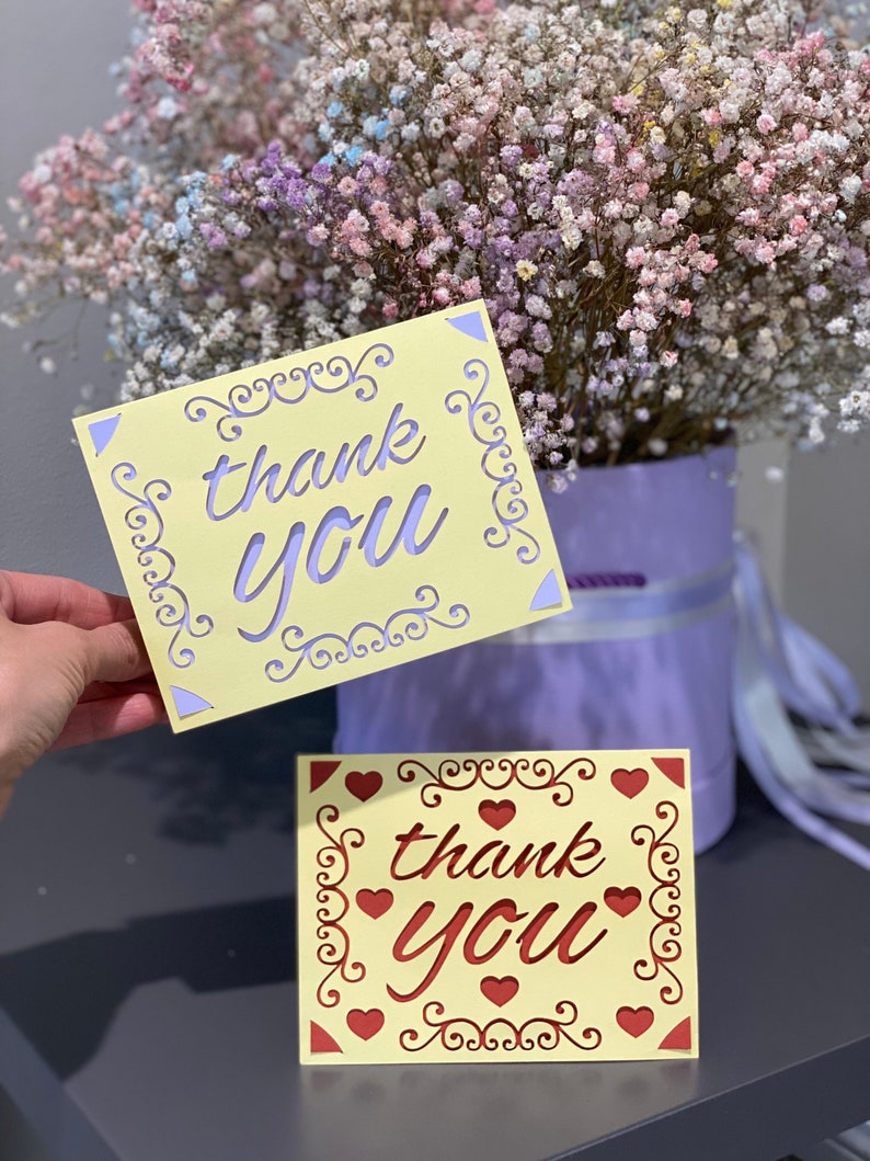 Thank You Card Svg File For Cricut Joy Silhouette And Pdf Etsy Australia